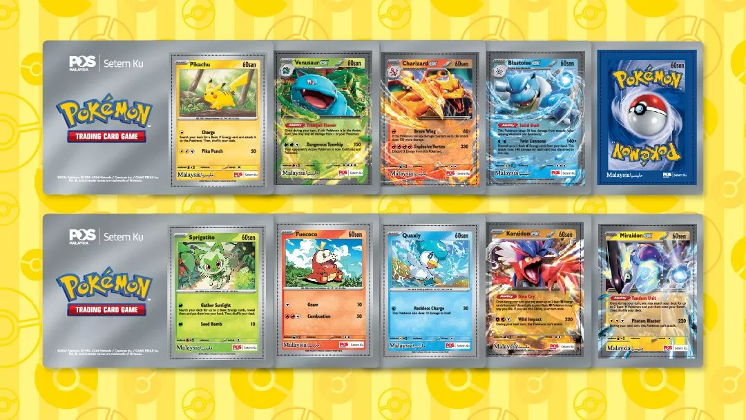 Pos Malaysia keluarkan set setem khas dengan tema Pokemon TCG - Fuzz.my